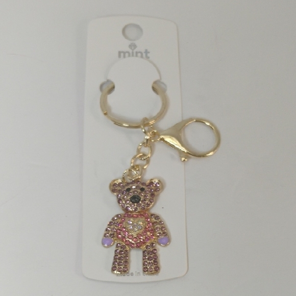 Mint | Accessories | Mint Pink And Gold Teddy Bear Key Holder | Poshmark